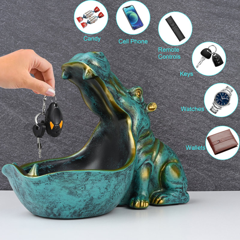 Bungalow Rose Presutto Handmade Animals Statue Candy Dish Key Bowl Home ...