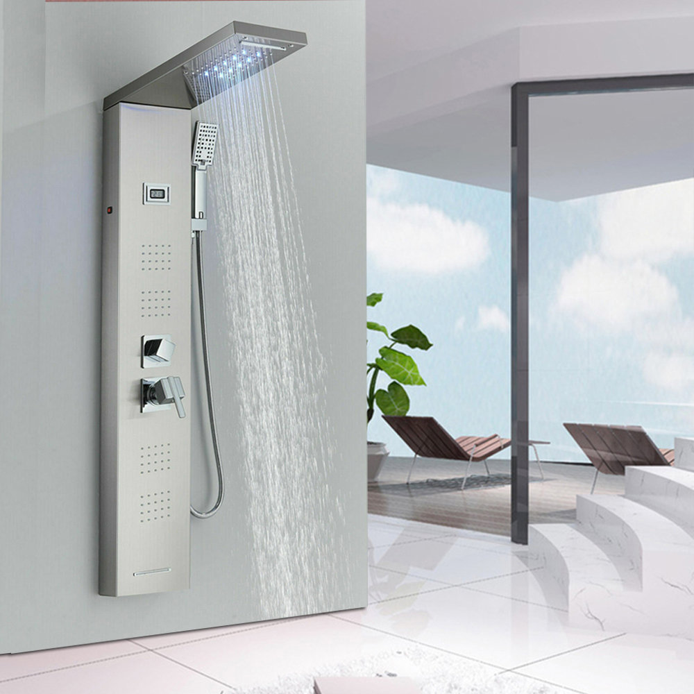 AlenArtWater LED 47.2" Shower Panel with Dual Shower Head - Wayfair Canada