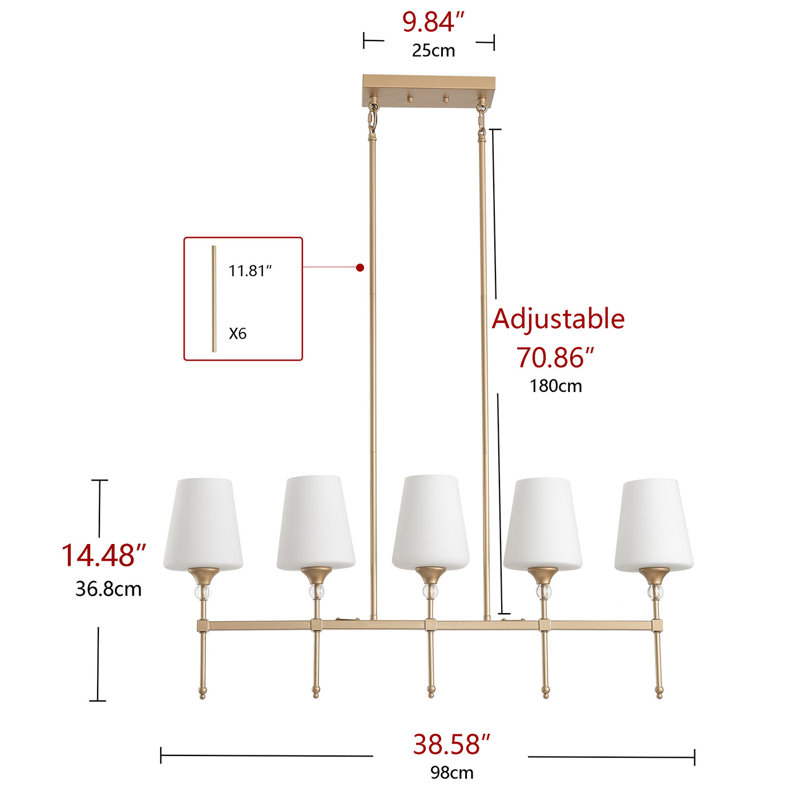 Mercer41 Datron 5-Light White Glass Shade Dimmable Modern Farmhouse ...