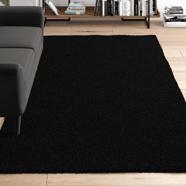 Ebern Designs Santoshi Jet Black Area Rug & Reviews | Wayfair