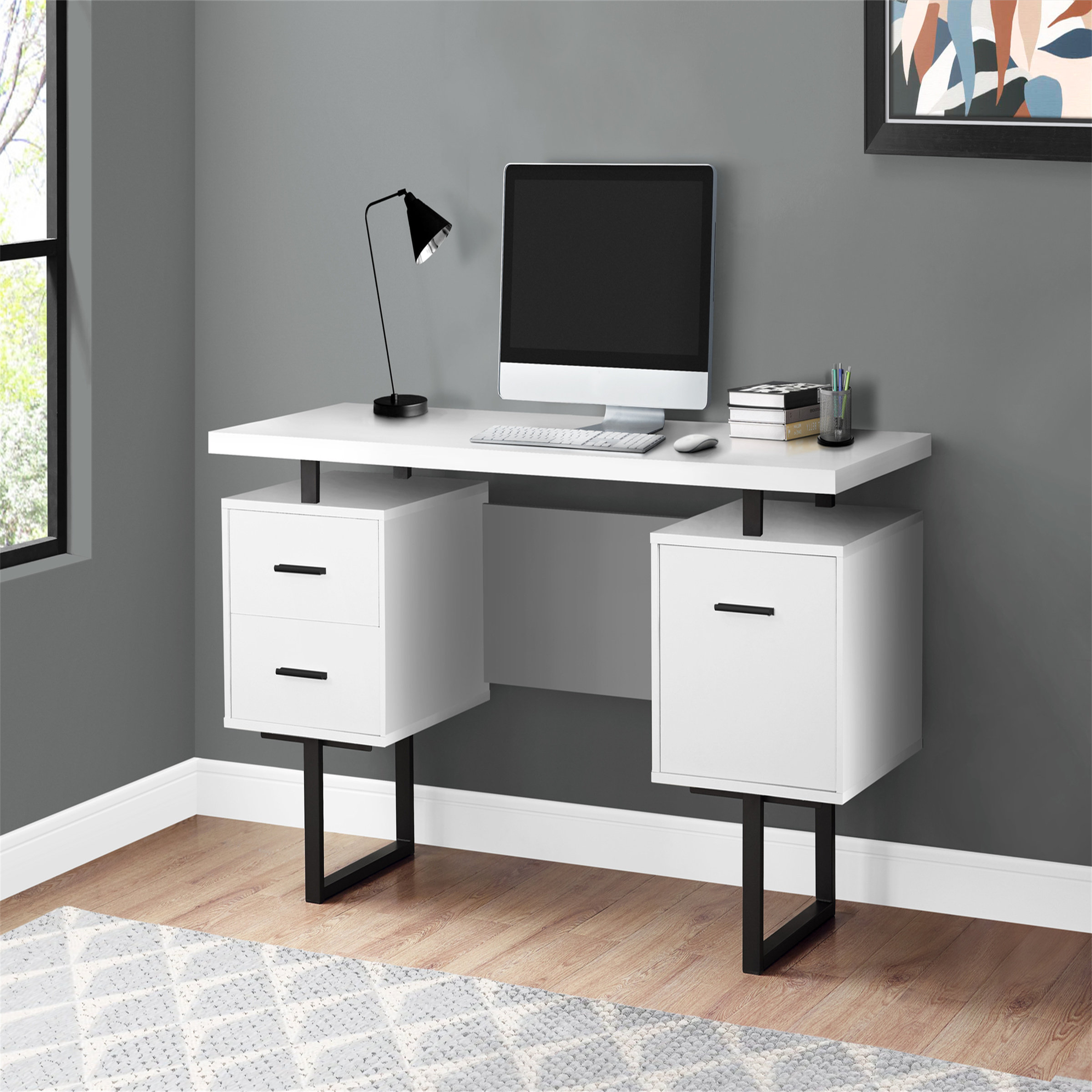 Latitude Run® Versatile Computer Desk With Storage And Reversible ...