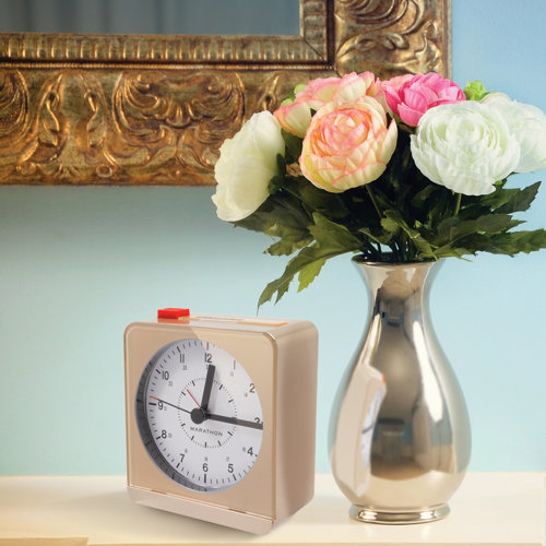 Marathon Watch Company Analog Quartz Tabletop Clock with Alarm ...