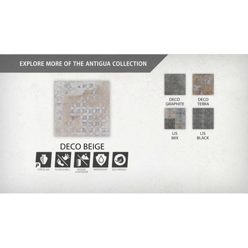 Merola Tile Antigua Deco 13" x 13" Porcelain Vintage Subway Wall ...