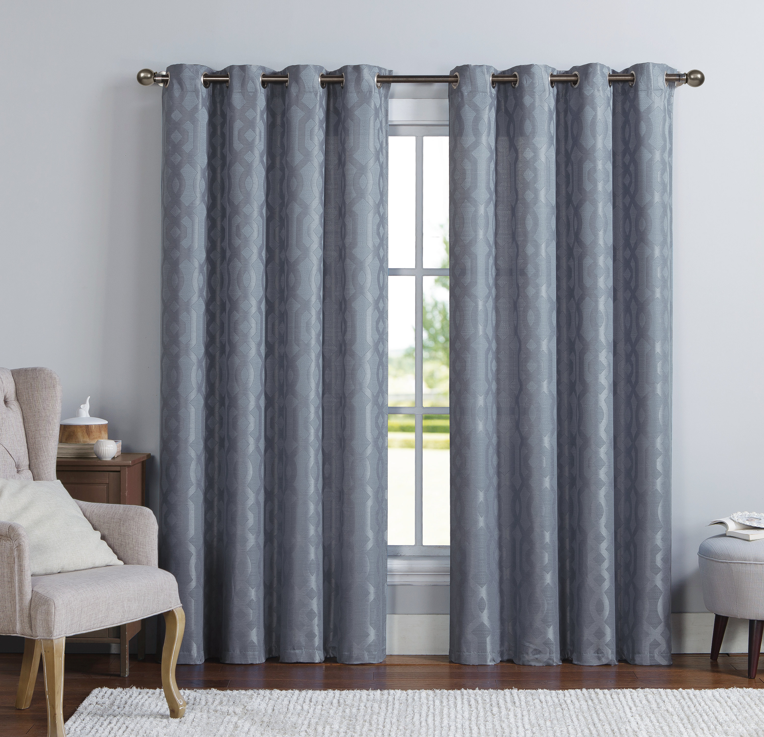 Charlton Home® Engstrom Jacquard Geometric Semi-Sheer Single Curtain ...
