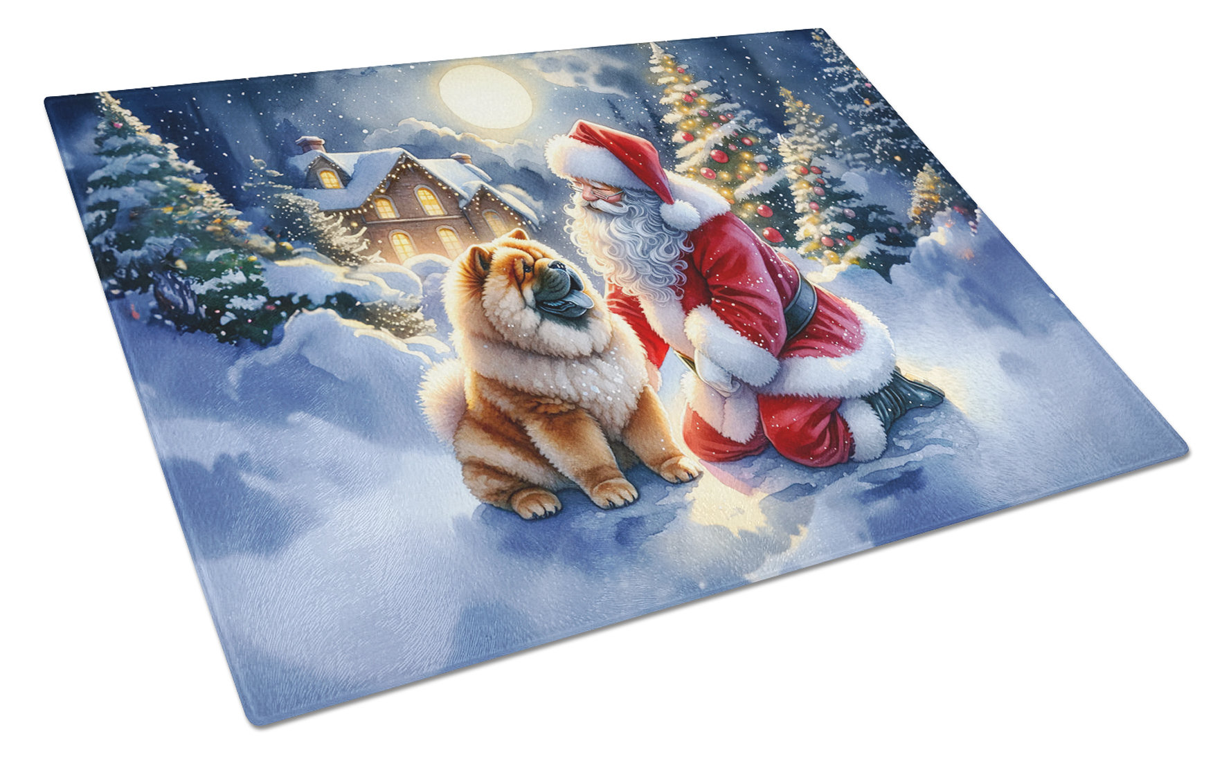 Caroline's Treasures Chow Chow and Santa Claus Glass Cutting Board ...