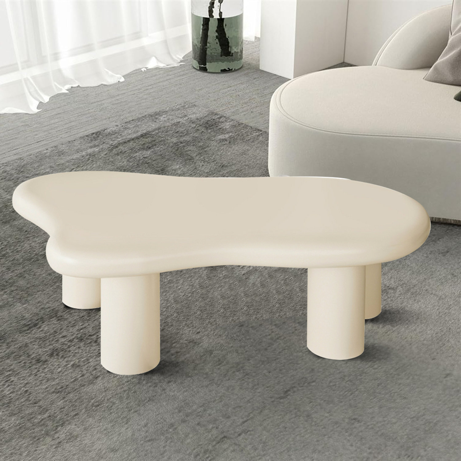 Ivy Bronx Modern Minimalist 47' Cloud Coffee Table with Cylinder Legs ...