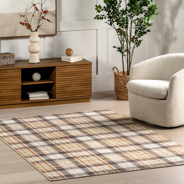 Gracie Oaks Kalila Retro Plaid Area Rug | Wayfair