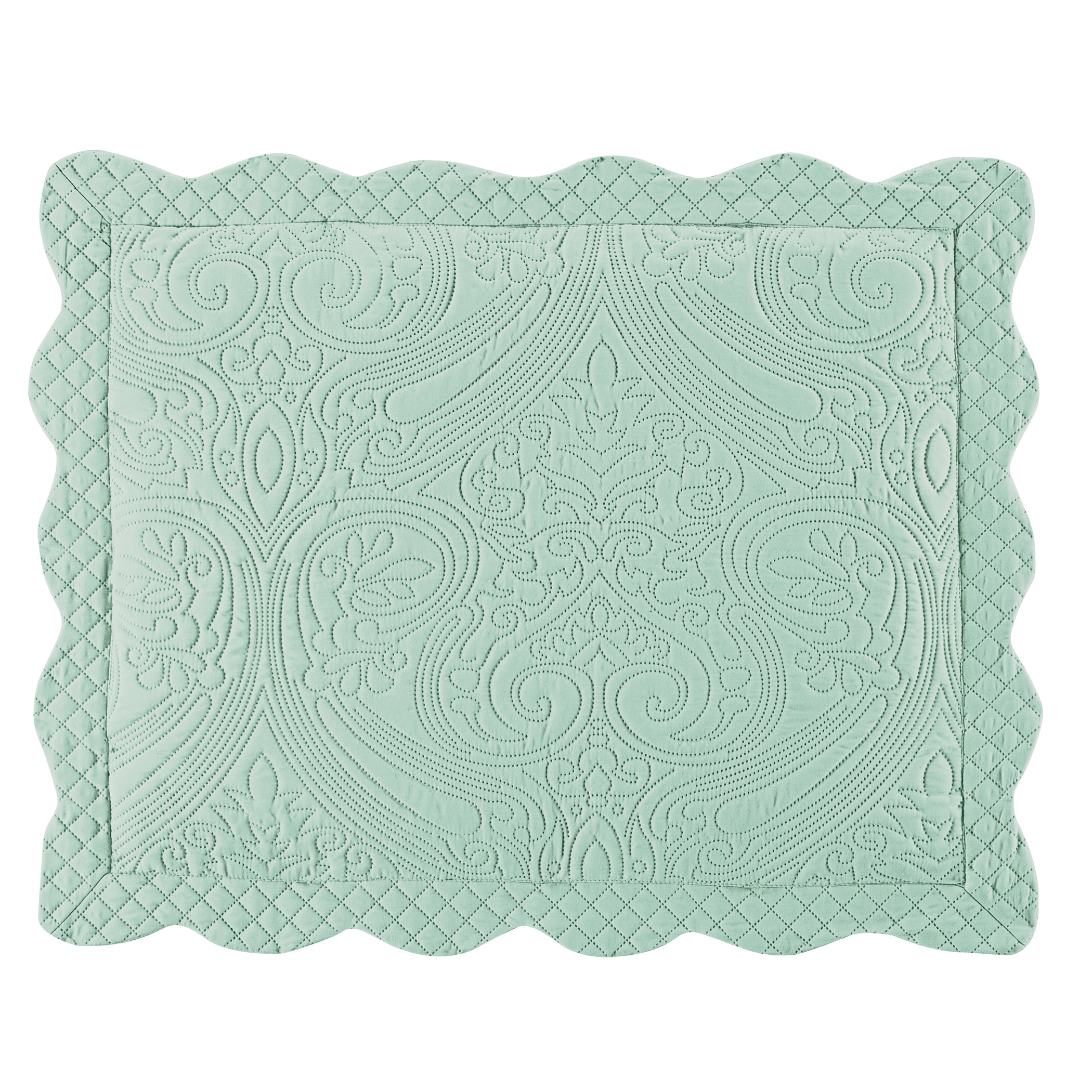 Winston Brands Luxe Textured Diamond Design Scalloped Edge Pillow Sham ...