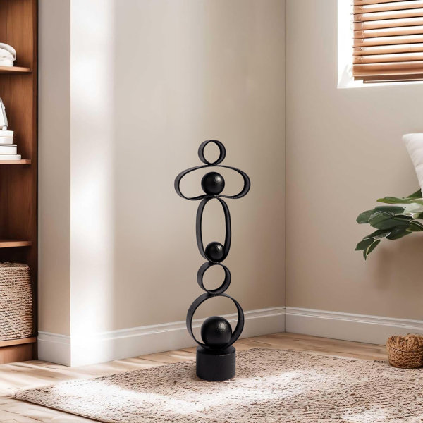 Wrought Studio 25.50"H Modern Abstract Black Metal Sculpture Table ...