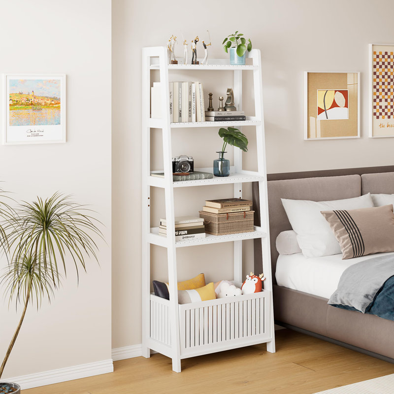 Ophelia & Co. Ladder Bookshelf with Storage, Display Shelf Tall ...