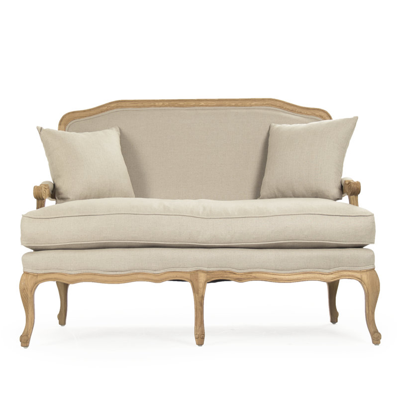 One Allium Way® Emelie 49" Linen Recessed Arm Settee | Wayfair