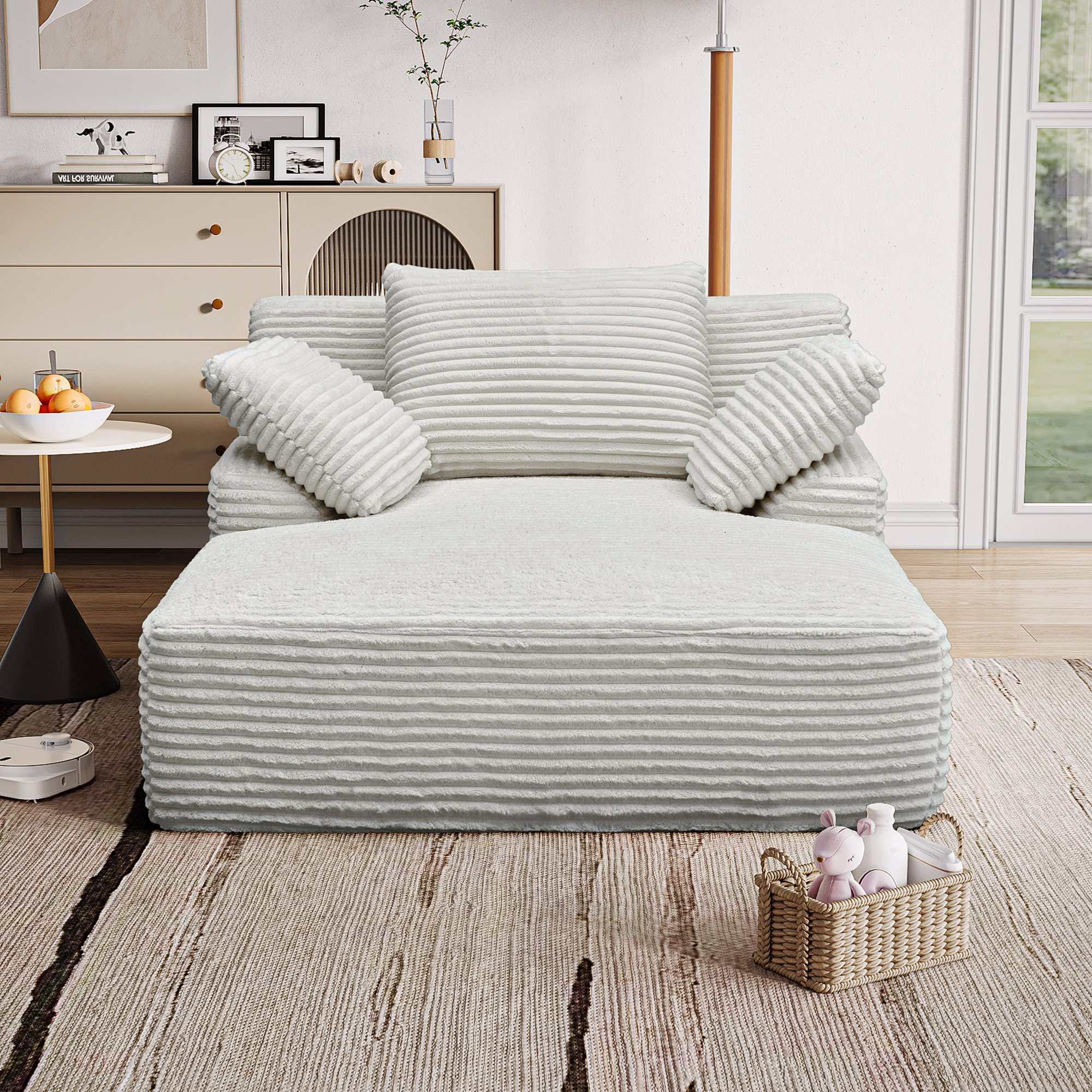 Ivy Bronx 51" Chaise Lounge Chair Indoor, Oversized Fluffy Plush ...