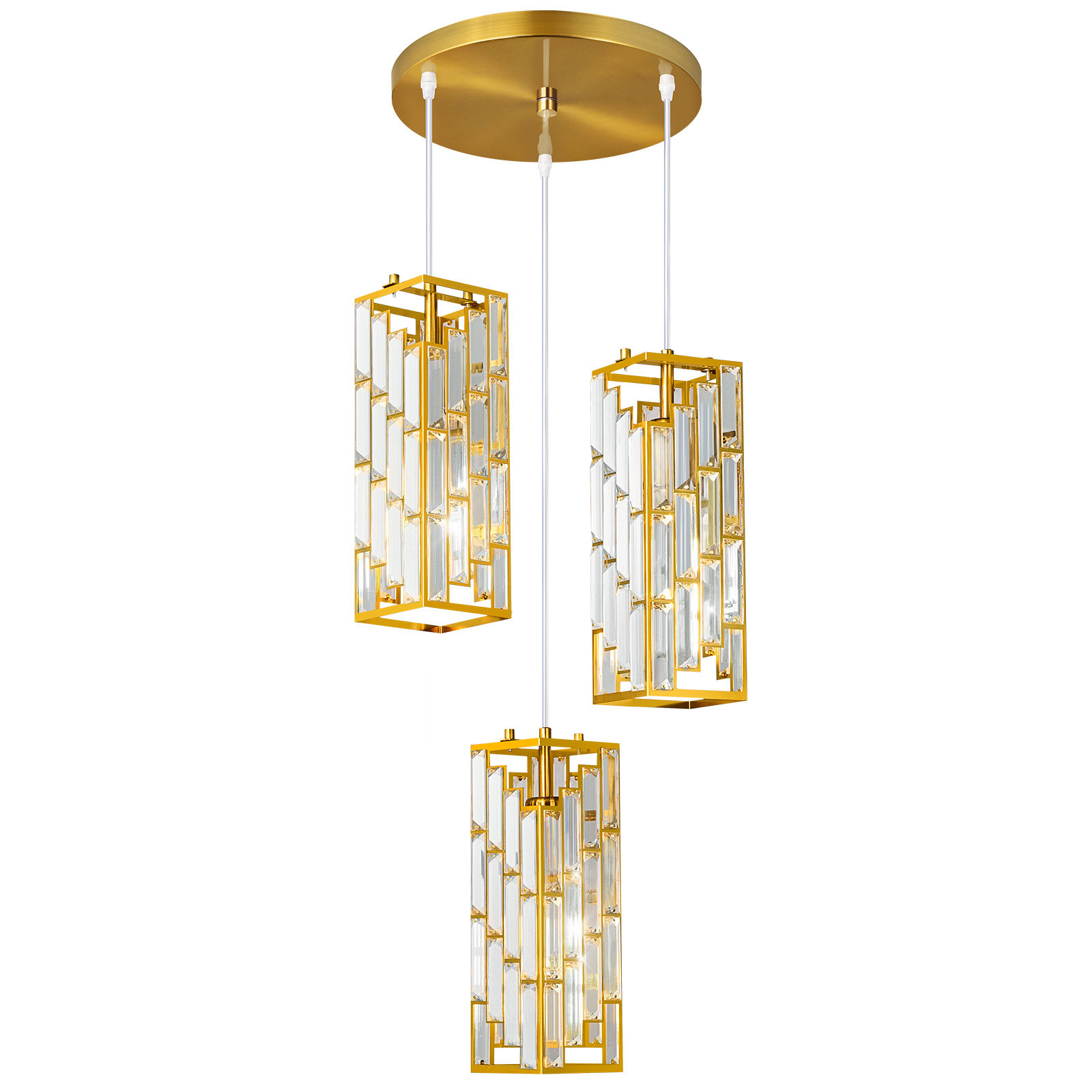 Mercer41 Dazay 3 - Light Cluster Rectangle Pendant Modern Pendant Light, Mini Crystal ...