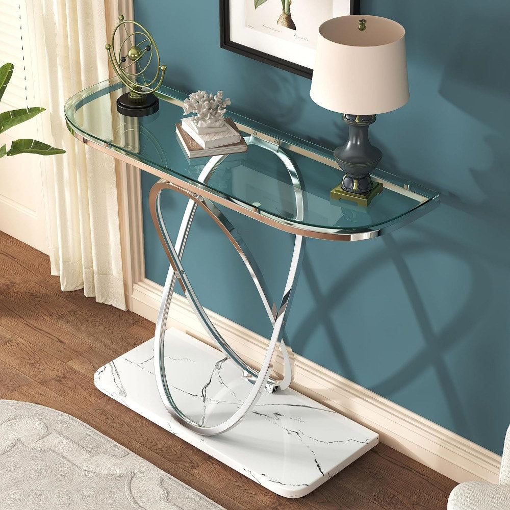 Brayden Studio Console Table With Oval Frames And Marble Base - Wayfair ...