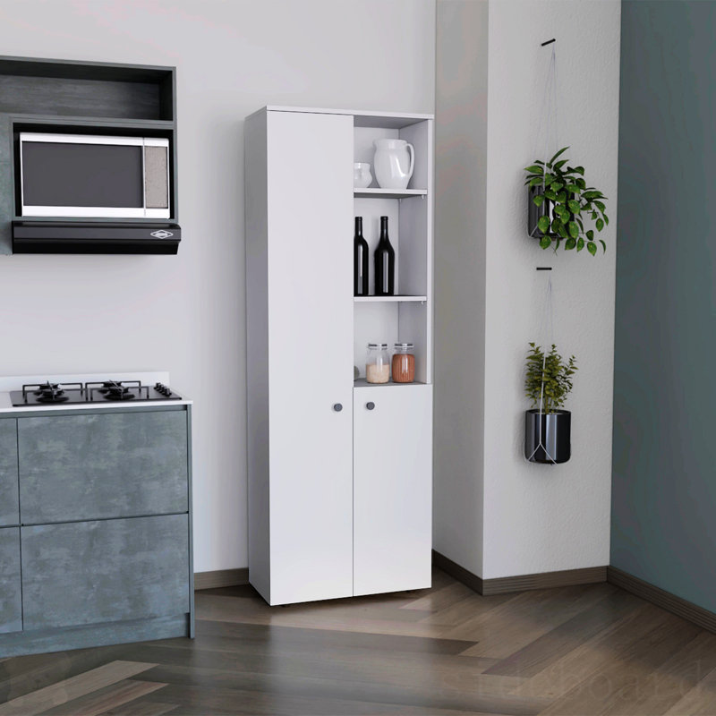 Ebern Designs White 2-Door Kitchen Cabinet | Wayfair