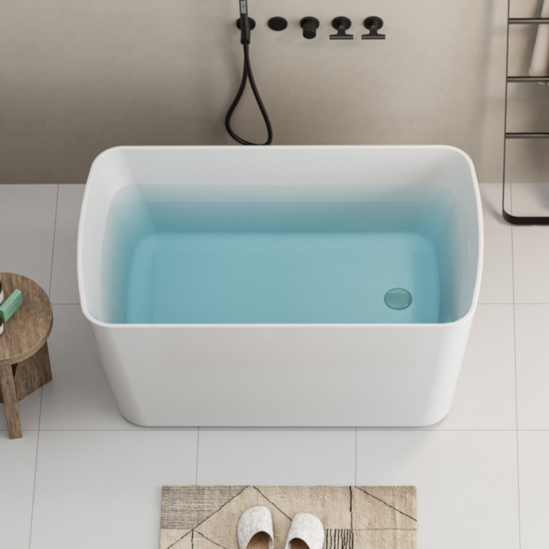 ABRUZZO 49" Acrylic Freestanding Soaking Bathtub, Square-shape Japanese ...