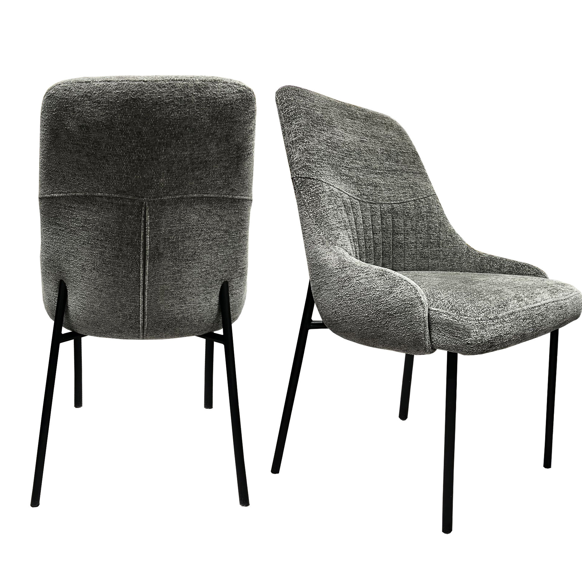 Corrigan Studio® Upholstery Boucle Fabric Dining Side Chair (2), Grey ...