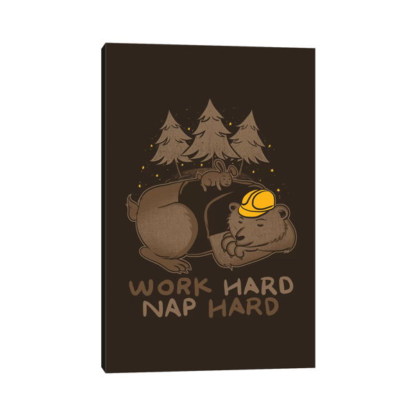 Happy Larry Work Hard Nap Hard by Tobias Fonseca - Wrapped Canvas ...