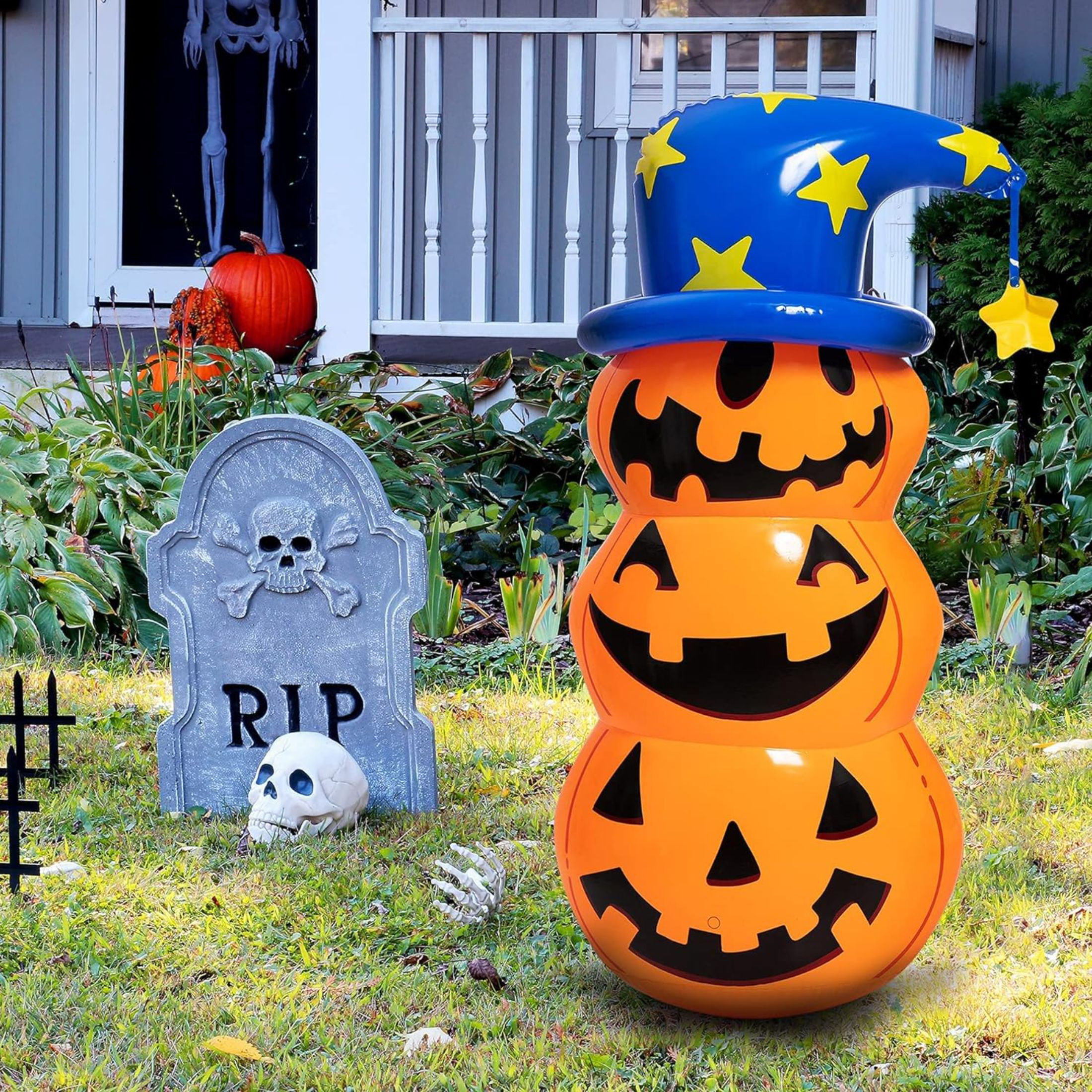 The Holiday Aisle® Halloween Inflatable Pumpkin Decorations Outdoor 4.5 ...