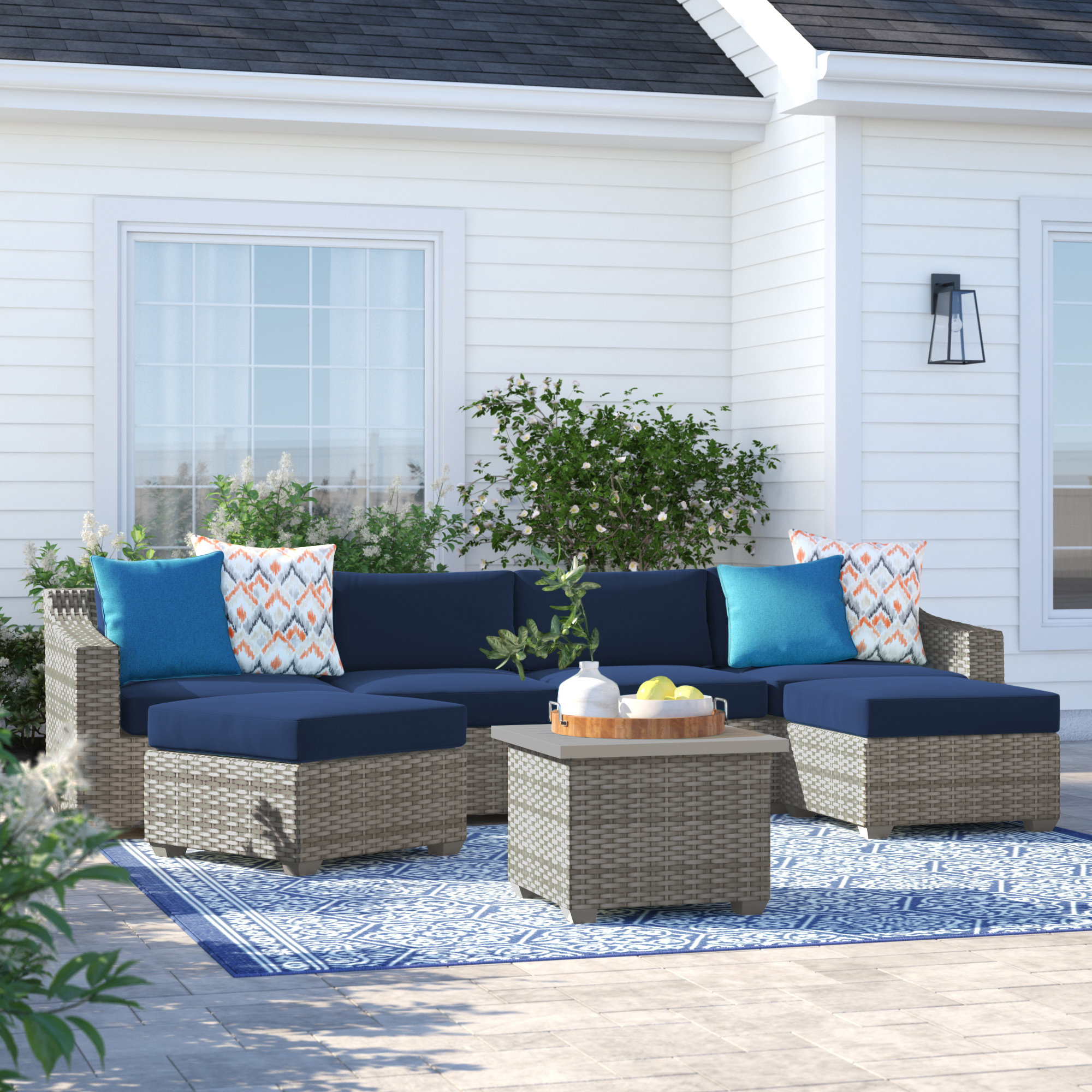TK Classics Fairmont 7 Piece Outdoor Wicker Patio Furniture Set 07A