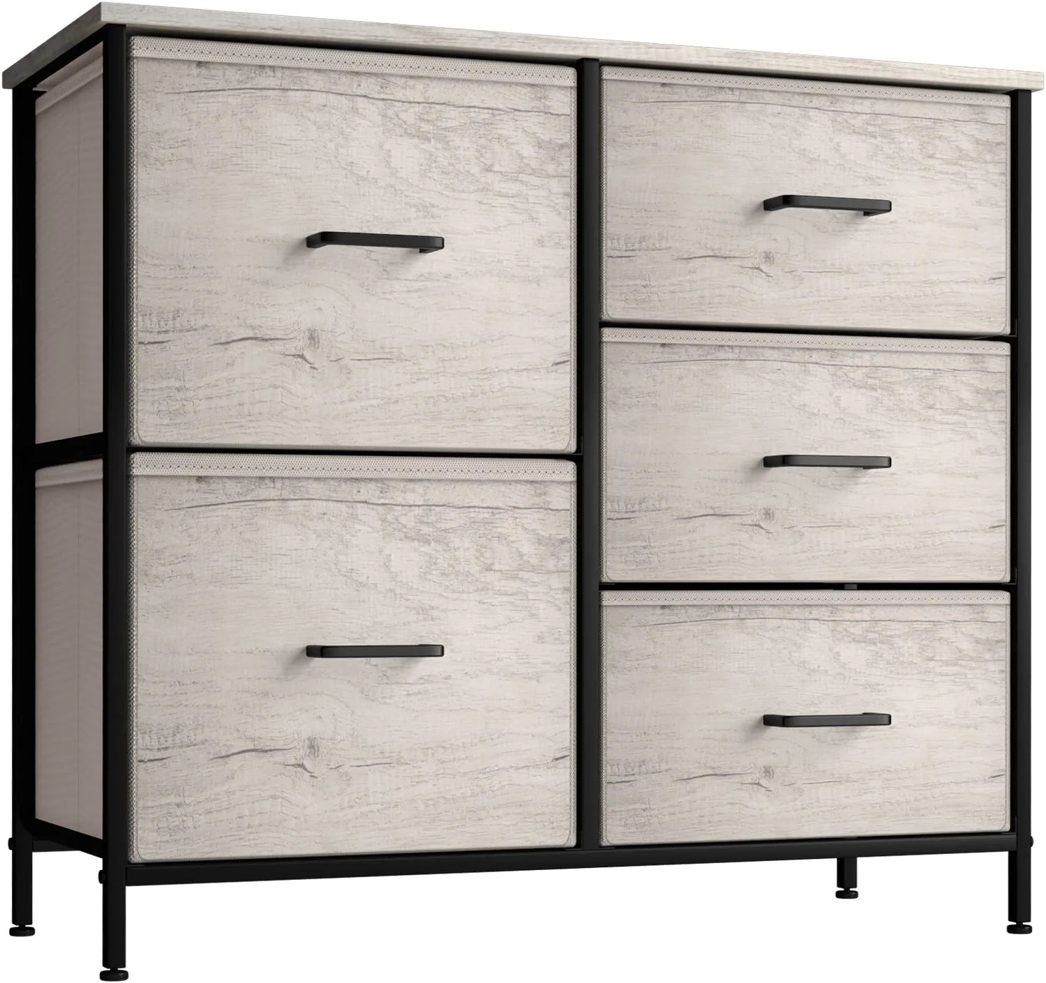 Sorbus 5 Drawers Dresser with Steel Frame and Wood Top in Rustic | Wayfair