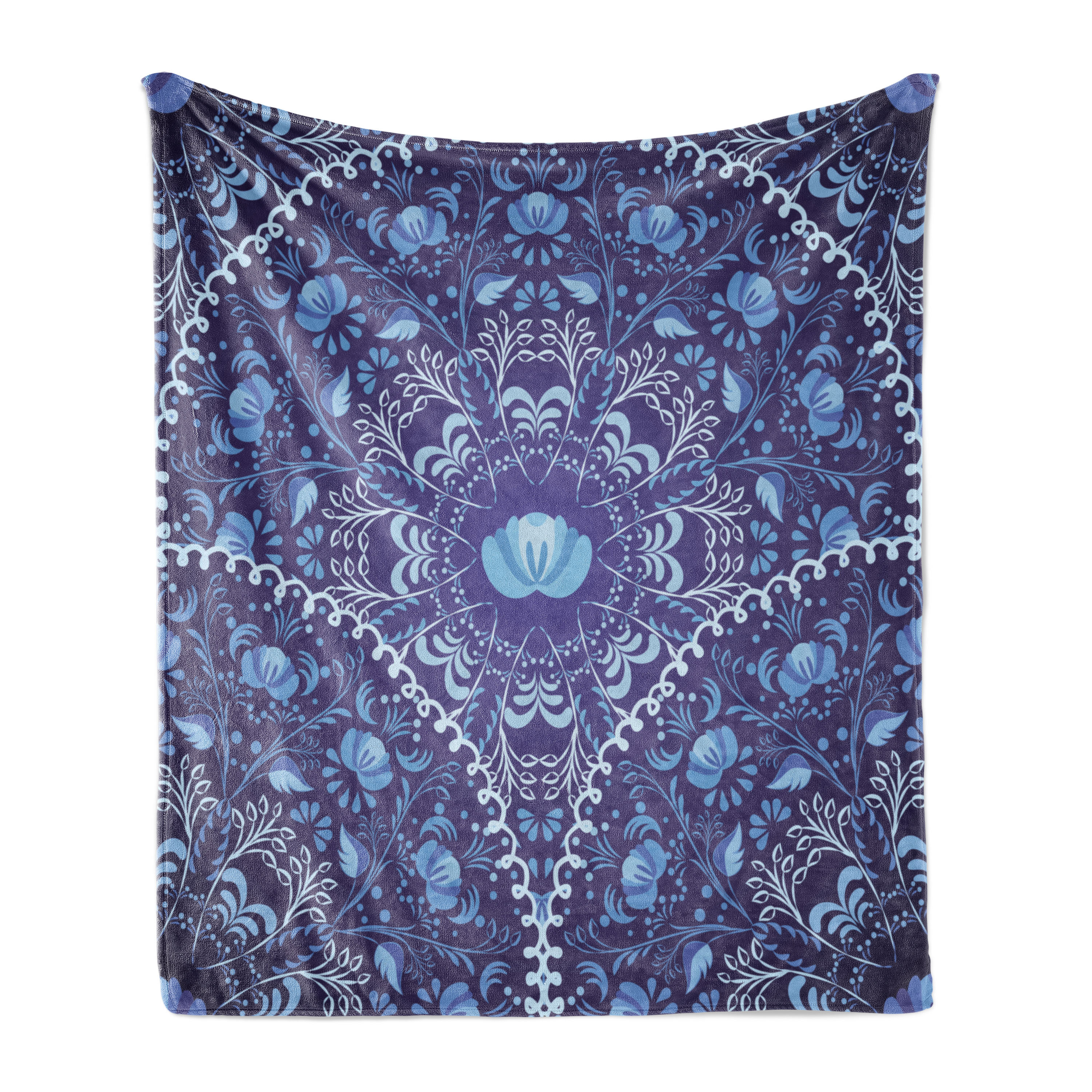 Ambesonne Floral Fleece Throw Blanket Oriental Circular Design | Wayfair