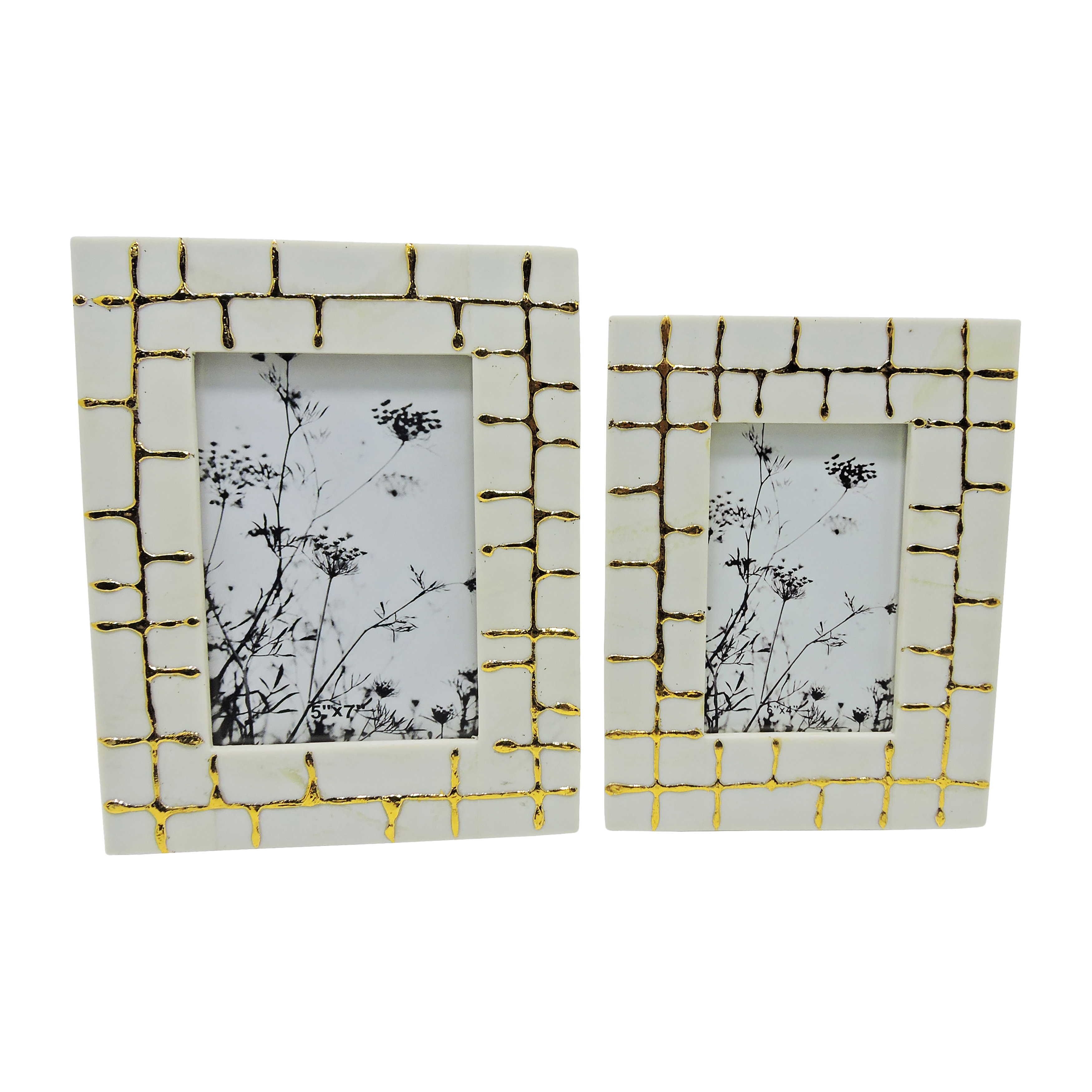 Mercer41 4 and 5" Gomez Gold Resin Rectangle Photo Frames, 10"H, Set of ...