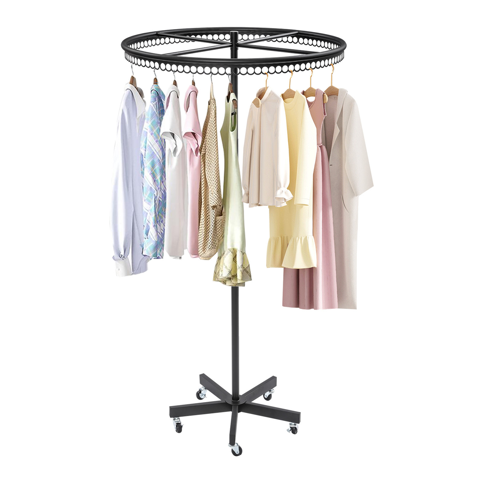 JOYDING 360° Rotatable Round Clothes Rack Round Clothing Rack, Floor ...