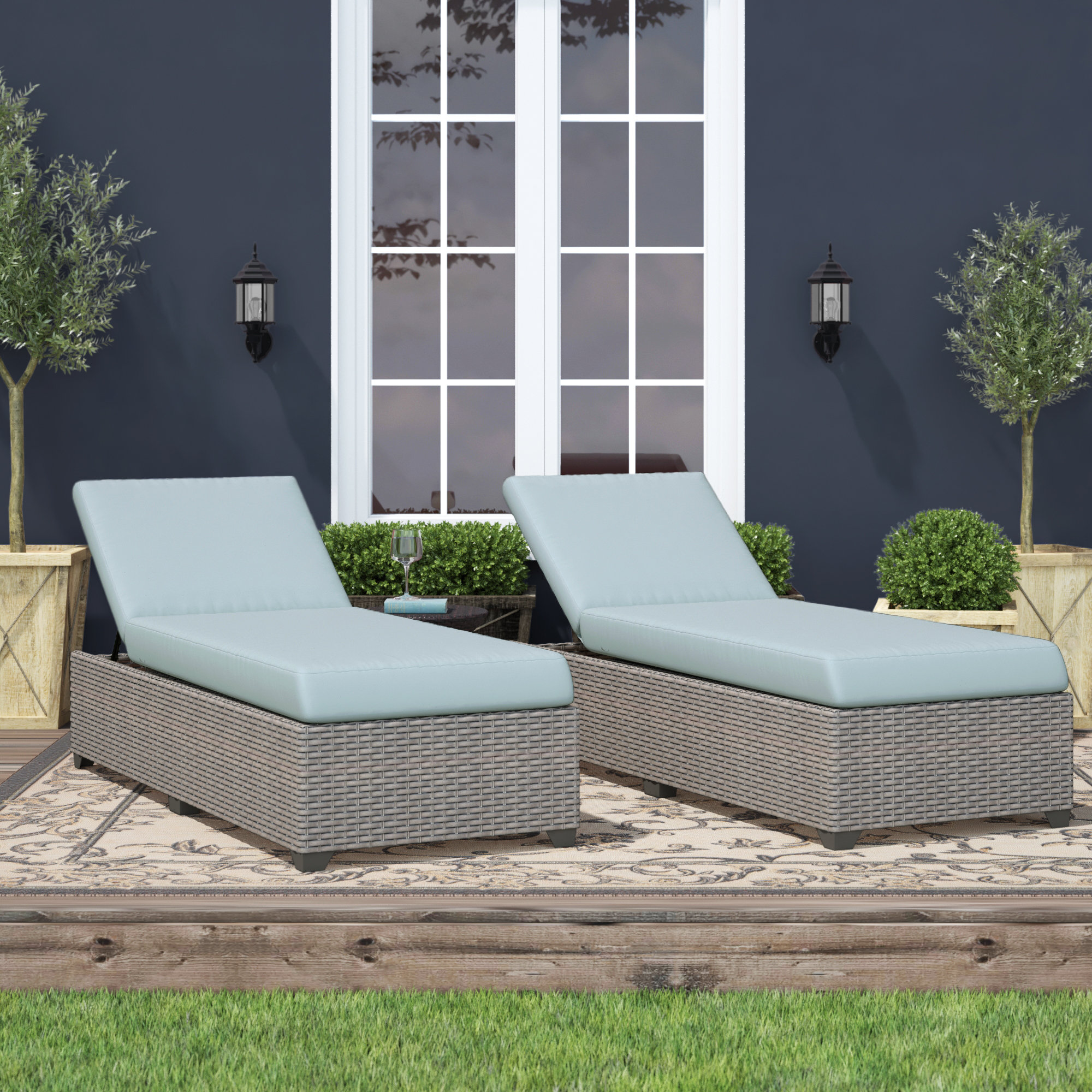 Wade Logan Basden 77'' Long Reclining Single Chaise with Cushions ...