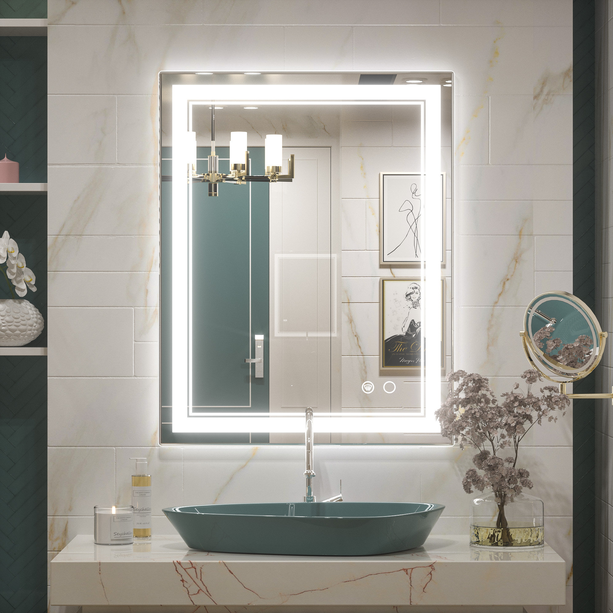Ivy Bronx Kaelia LED Lighted Bathroom Vanity Mirror Memory Function ...