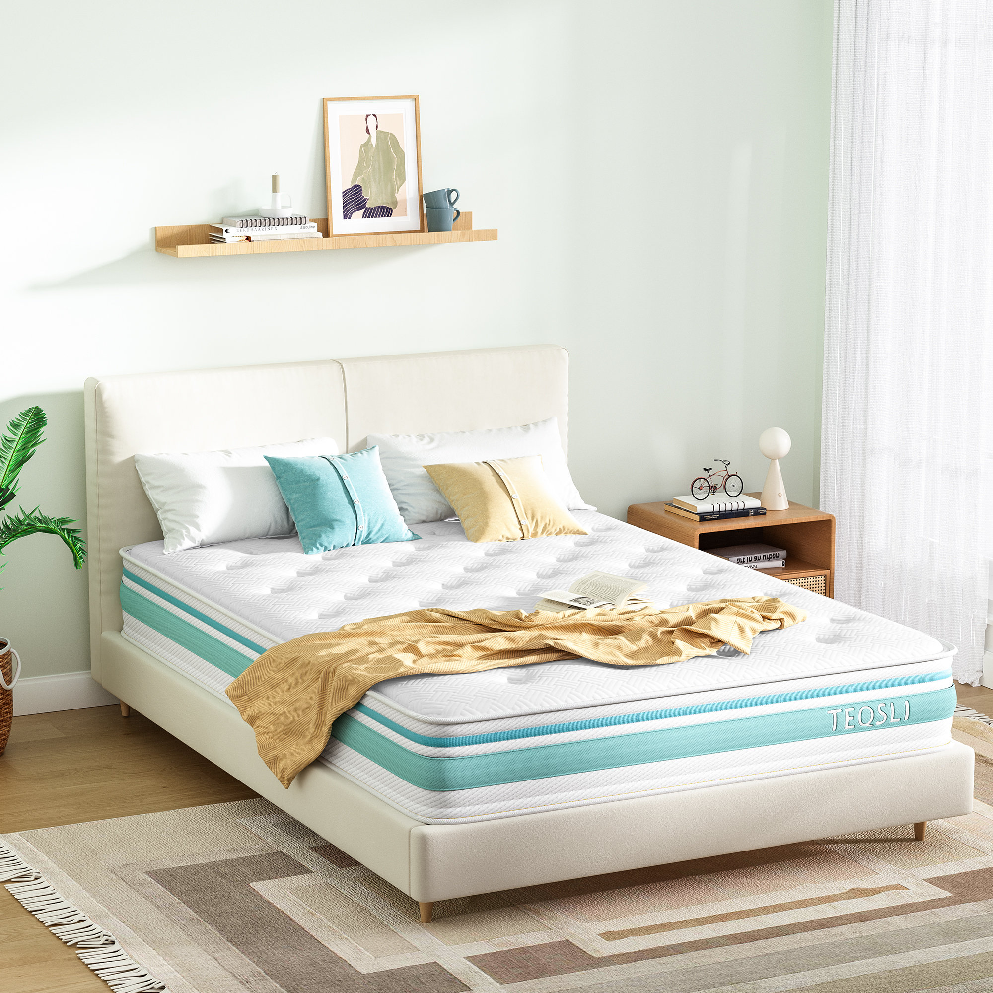 TEQSLI SOGO 10 Inch Hybrid Mattress in a Box, Individual Pocket Spring Hybrid Mattresses for ...