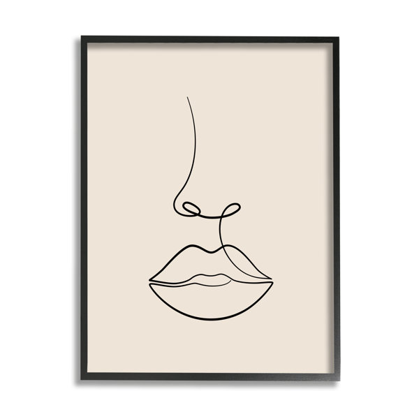 Stupell Industries Minimal Female Face Line Doodle Framed On Wood by JJ ...