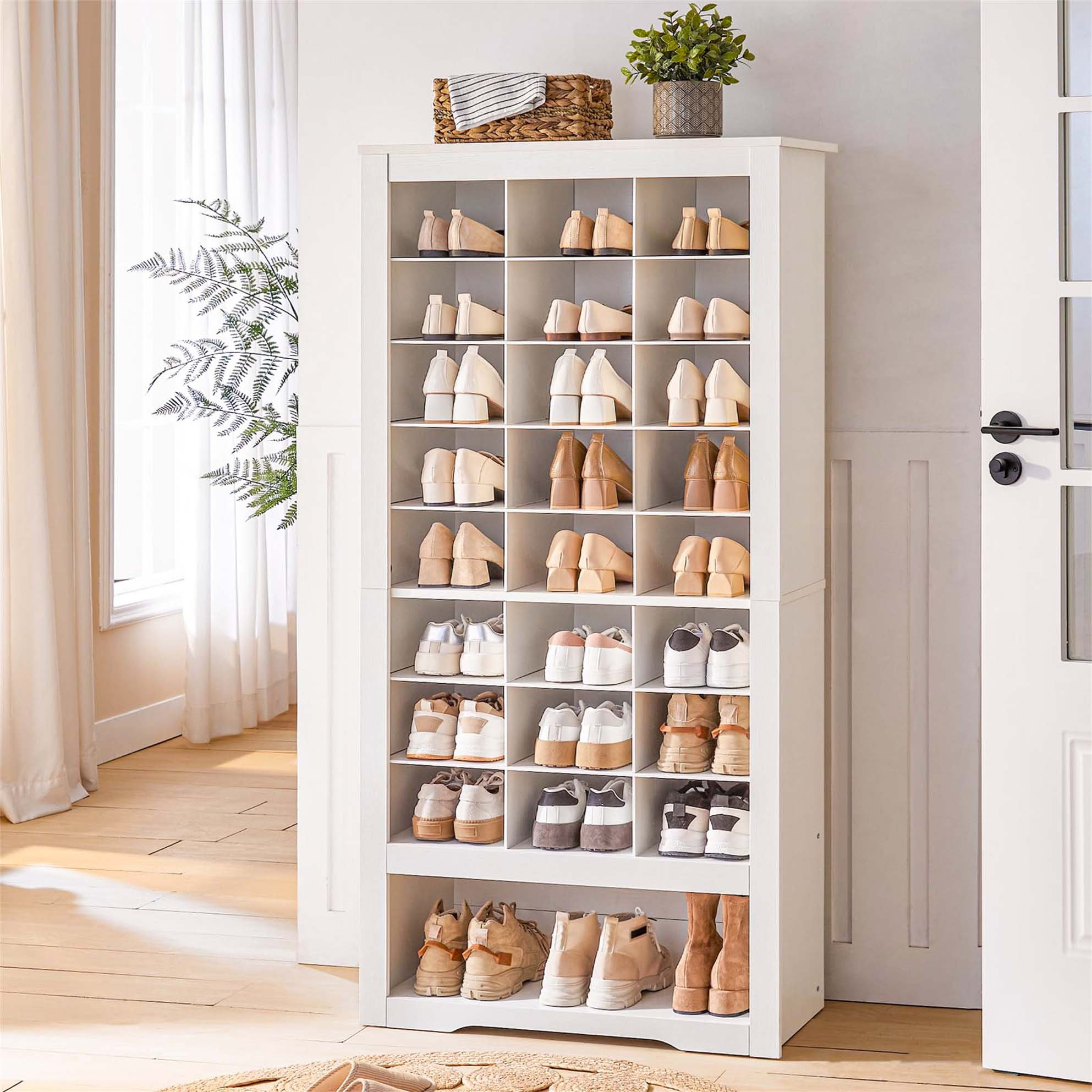 Hokku Designs 9 Tier Tall Shoe Storage Cabinet With 24 Cubbies And 3 ...