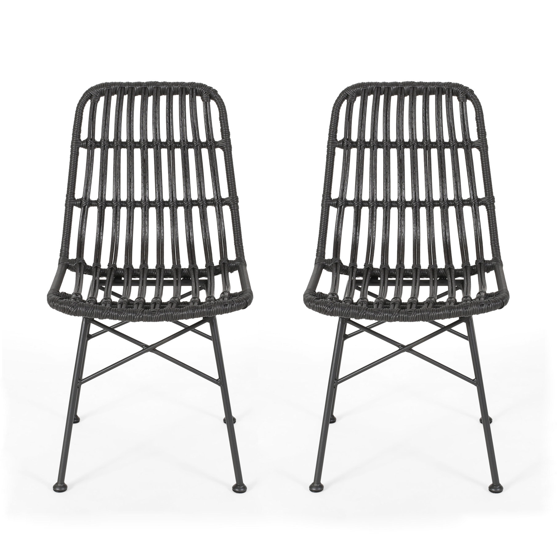 Ebern Designs Gray & Metal Chairs - Outdoor Dining Comfort Seating Of 2 ...