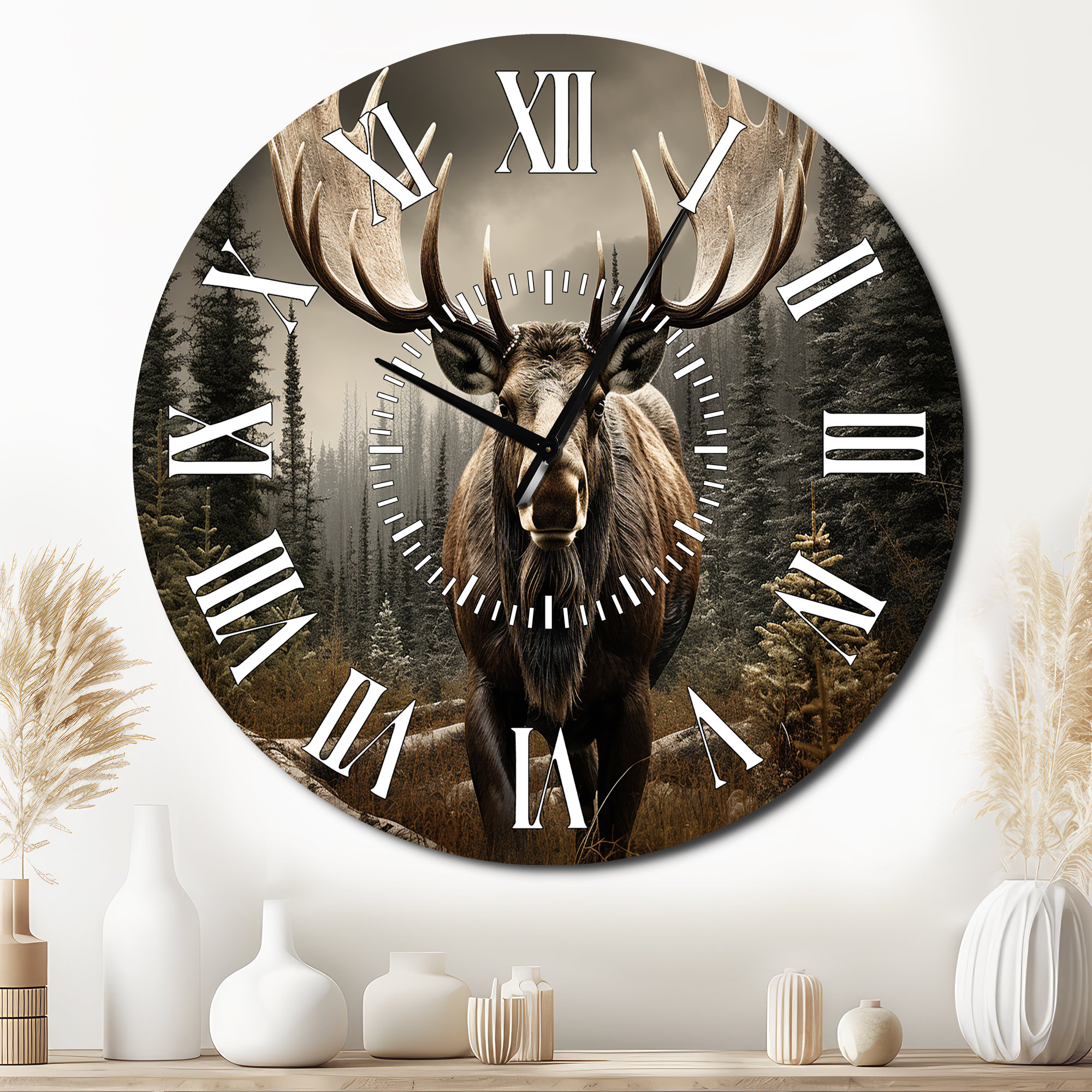Union Rustic Brown Moose Majestic - Animals Face Wall Clock | Wayfair