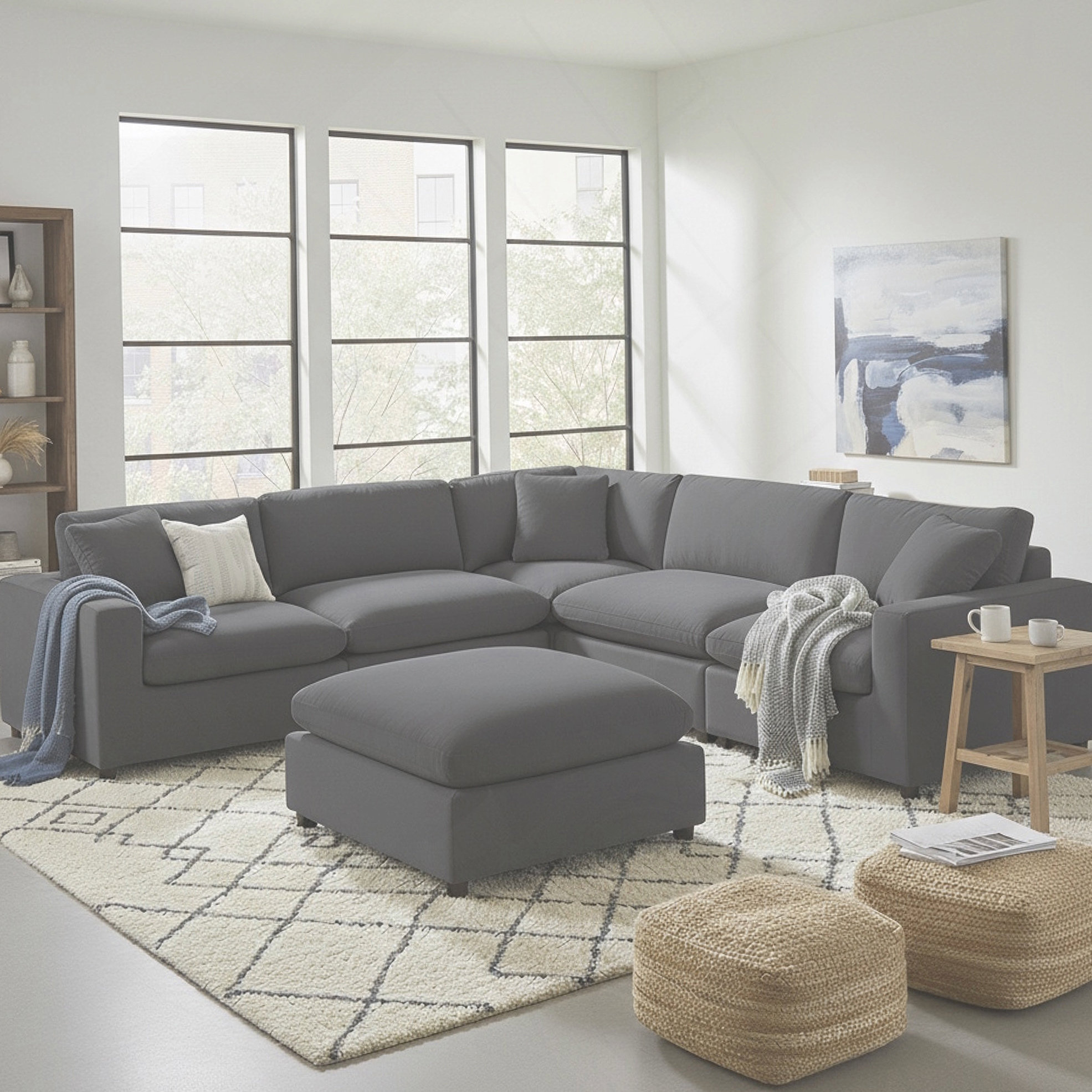 Hokku Designs Caylie Modular 6-Piece Sectional - Charcoal | Wayfair