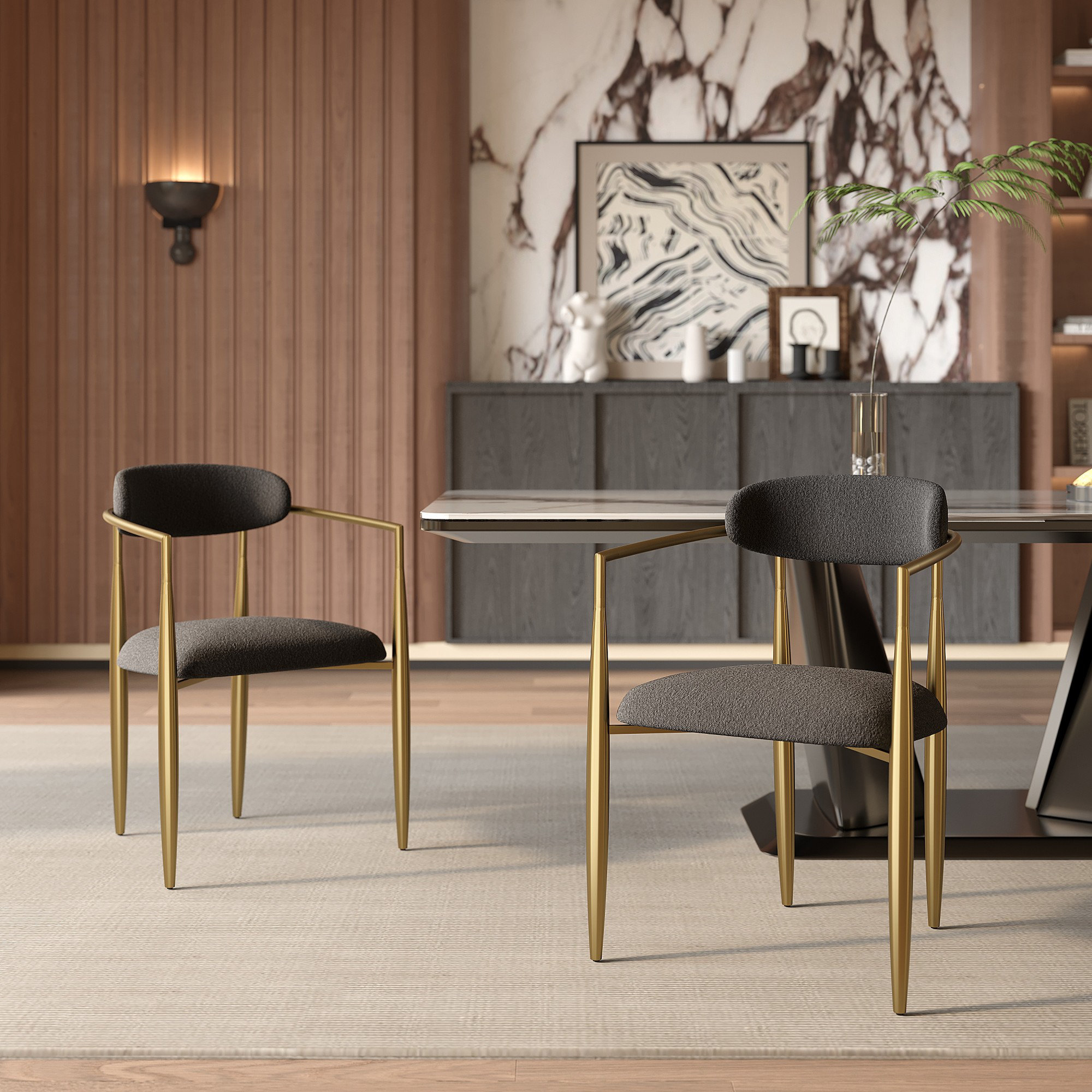 Brayden Studio® Clivia Fabric Upholstered Back Armchair Dining Chair ...