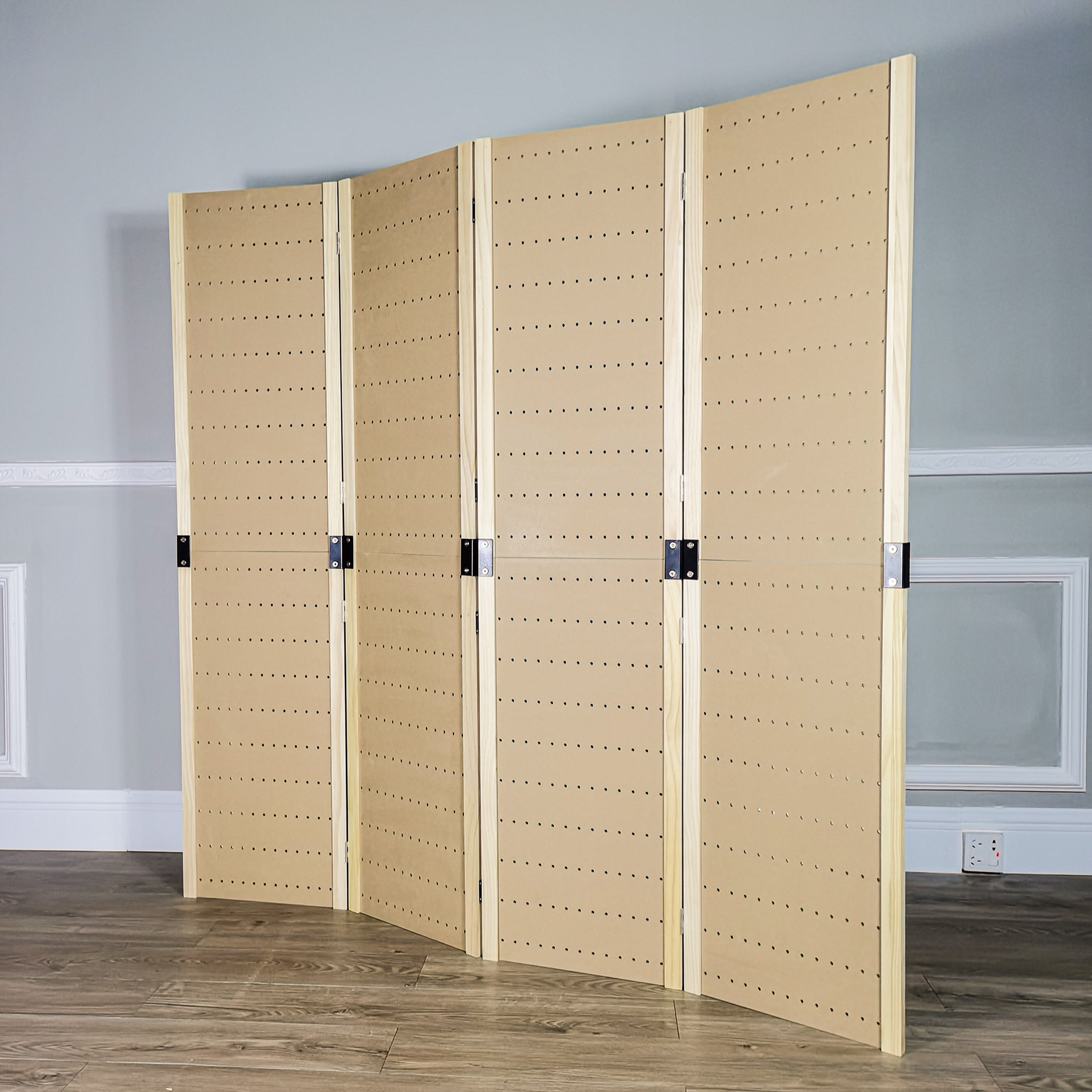 Latitude Run® 4 Panels 5 FT PegBoard Room Divider Folding Privacy ...