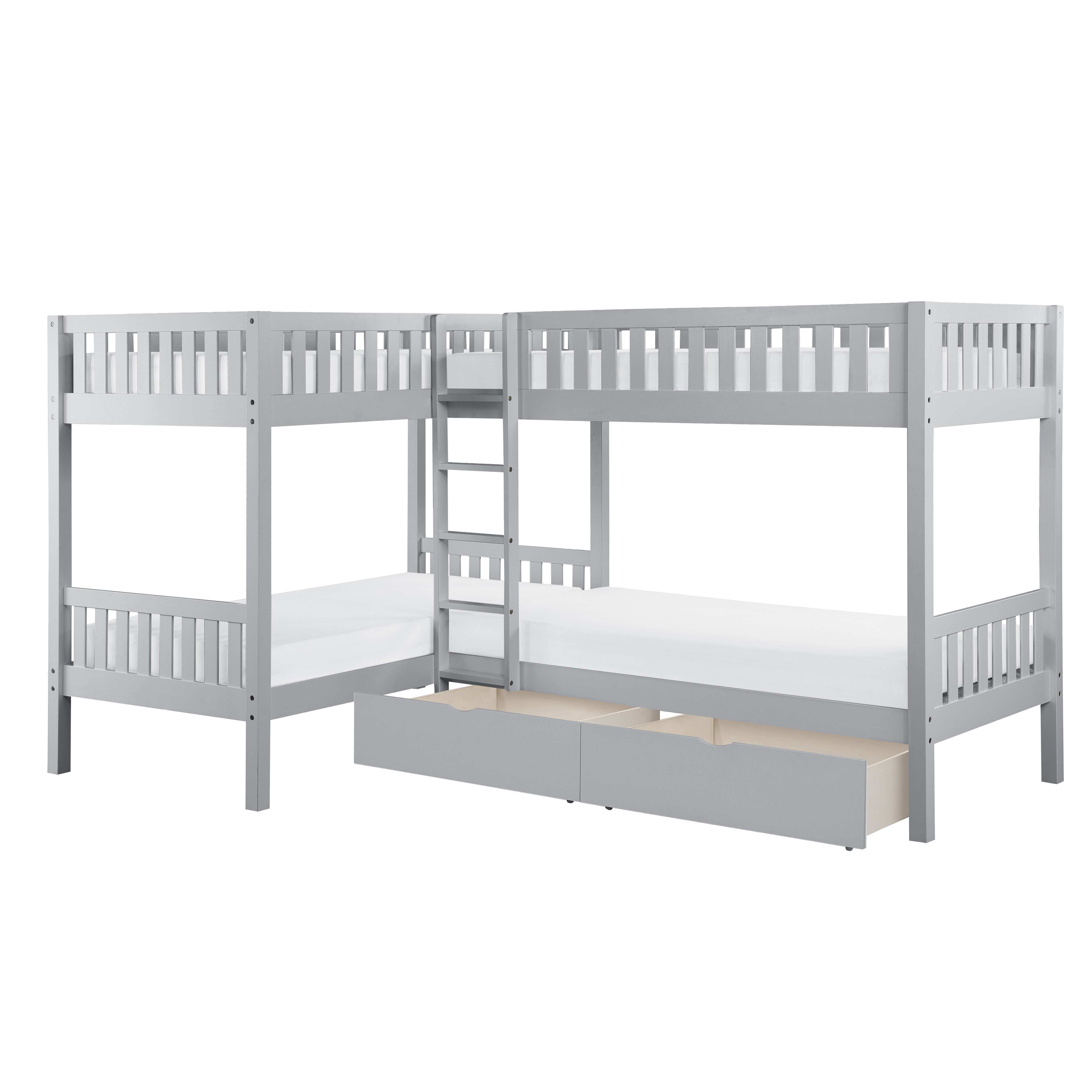 Cozzy Design Fatma Twin L-Shape Quad Bunk Bed With Storage Boxes | Wayfair