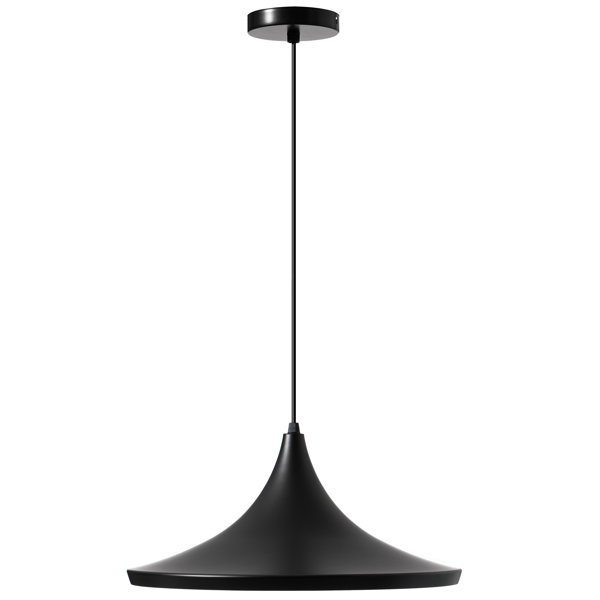 Corrigan Studio® Modern Round Thin Metal Black Pendant Lamp, Ceiling ...