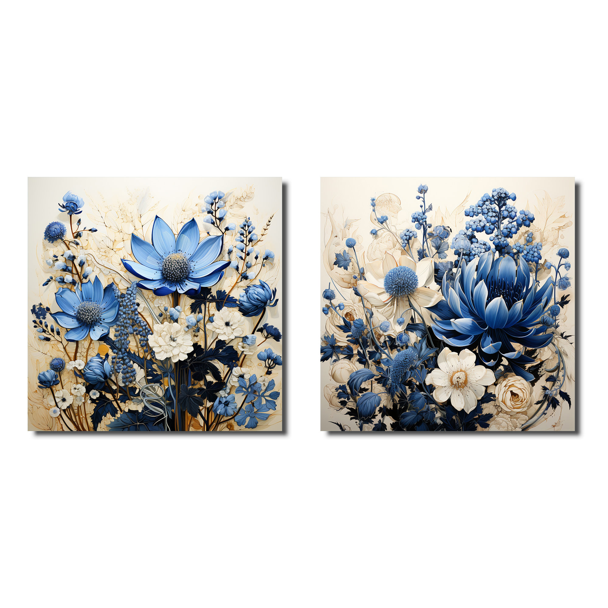 Lark Manor™ Blue Bonnets White Flowers Bouquet - Floral Square Collage ...