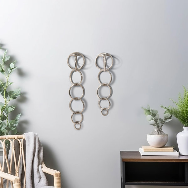 Ivy Bronx 2-Piece 20/24" Dayton Metal Chain Wall Decor, Silver ...