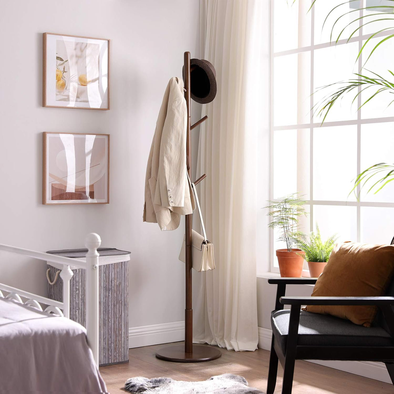 Latitude Run® Solid Wood Coat Rack, Free Standing Hall Coat Tree With 8 ...