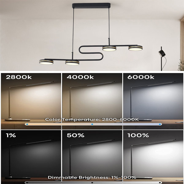 Wrought Studio Elorah 4 - Light Black LED Kitchen Island Pendant | Wayfair