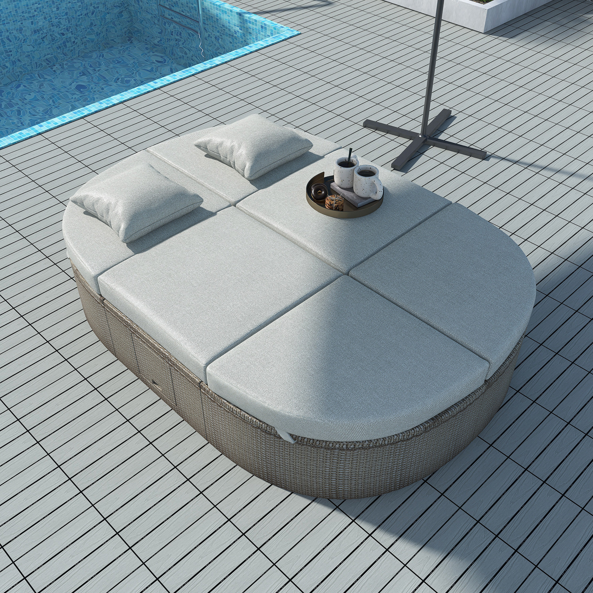 Latitude Run® Outdoor Sun Bed Patio 2-Person Daybed | Wayfair