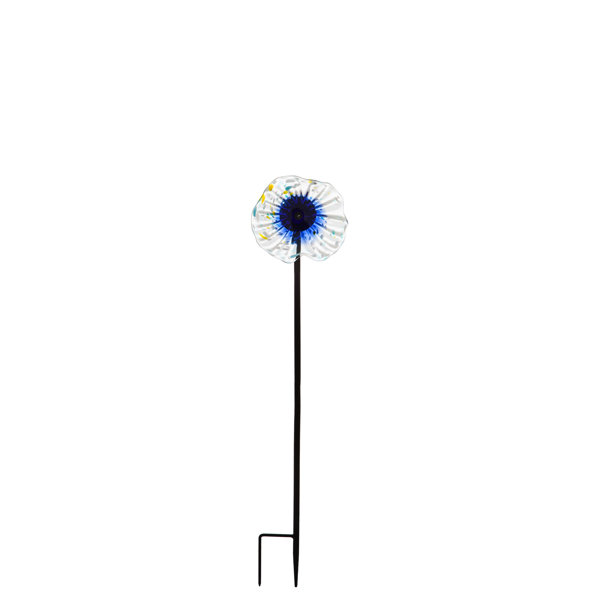 Arlmont & Co. Connollee Blue Art Glass Flower Garden Stake | Wayfair