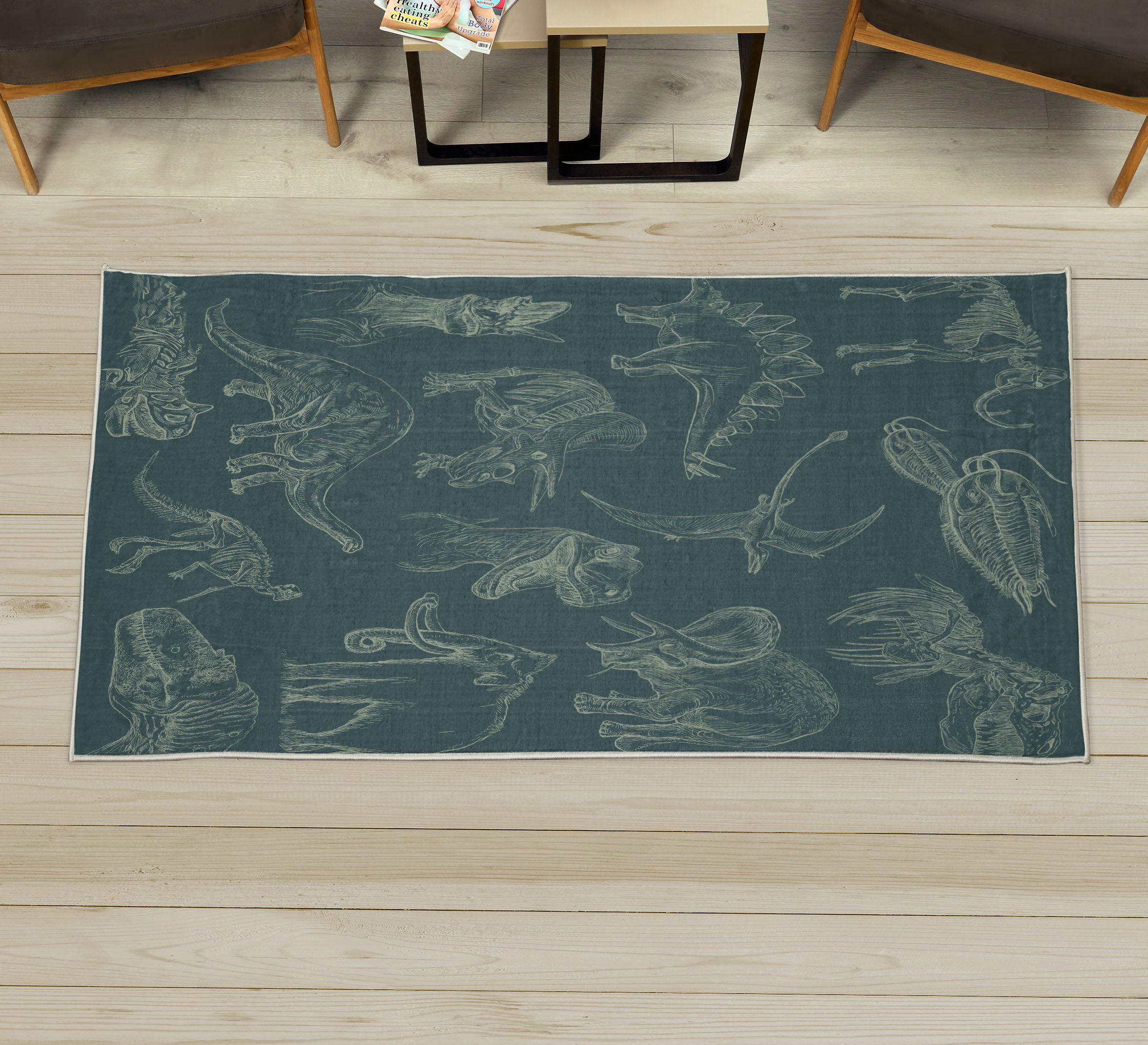 Zoomie Kids Jurassic Decorative Rug, Arrangement Of Various Dinosaurs ...