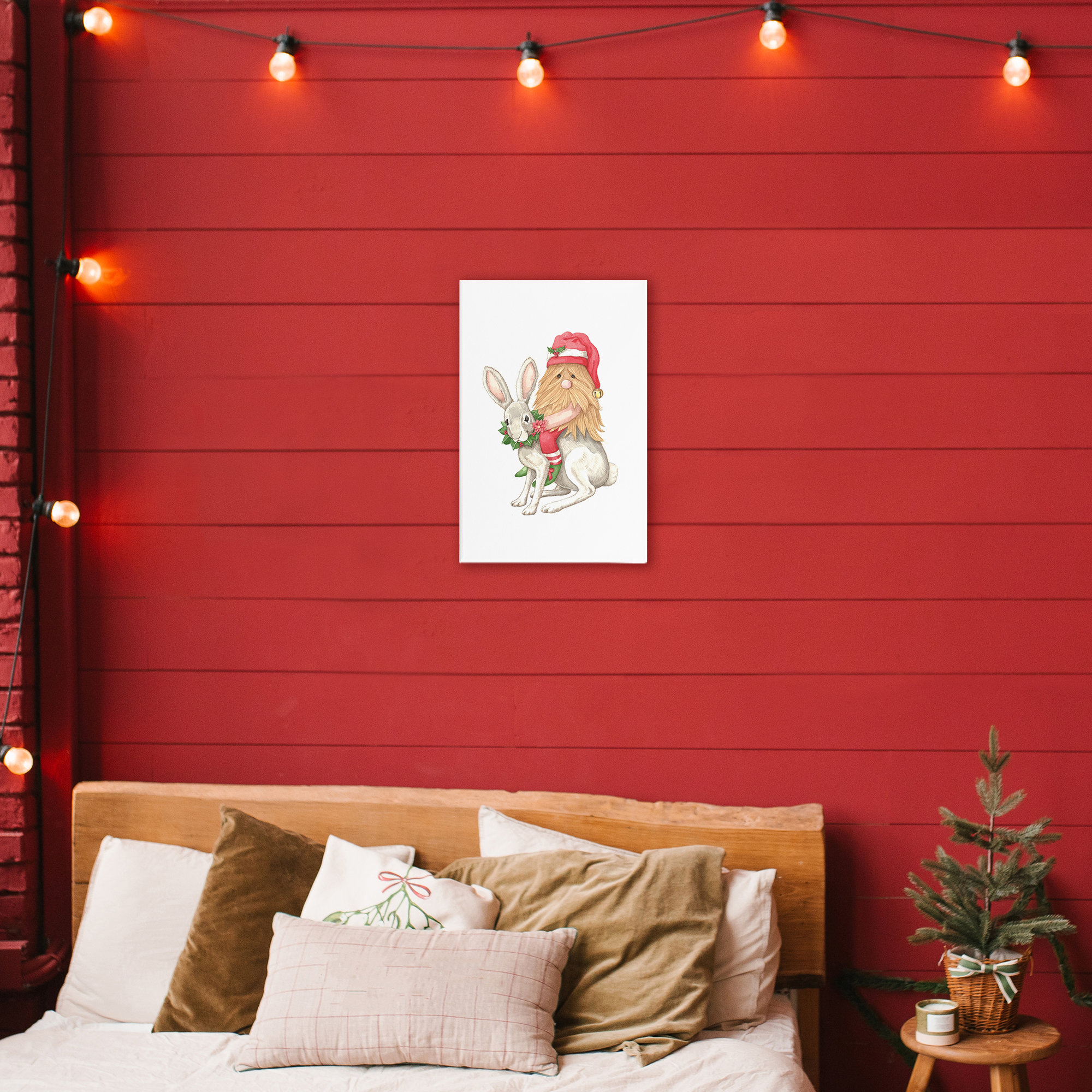 One Allium Way® Santa's Elf Riding Rabbit Canvas, design by Nancy ...