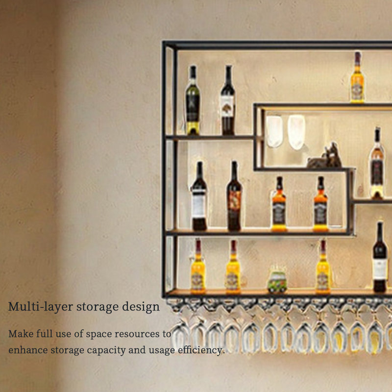 L Wall-hanging Wine Rhythm Simple Fashion Wall Mounted Metal Wine Rack ...