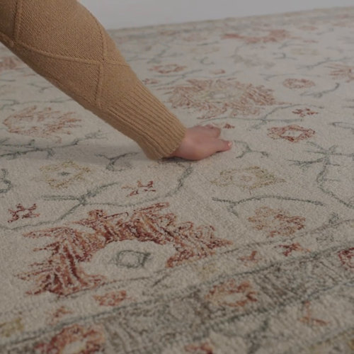 Aden Oriental Hand-Hooked Wool Ivory/Rust Area Rug & Reviews | Birch Lane